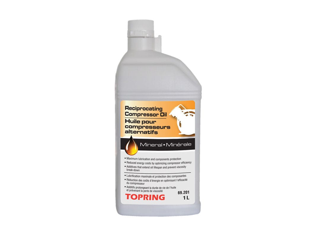 69.201 : TOPRING RECIPROCATING COMPRESSOR OIL (1L) — Pneumatics-pro Inc.